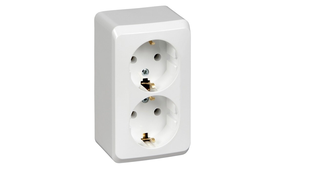 Розетка двойная Schneider Electric Этюд Белый с заземлением без шторок PA16-007B, 25 шт.