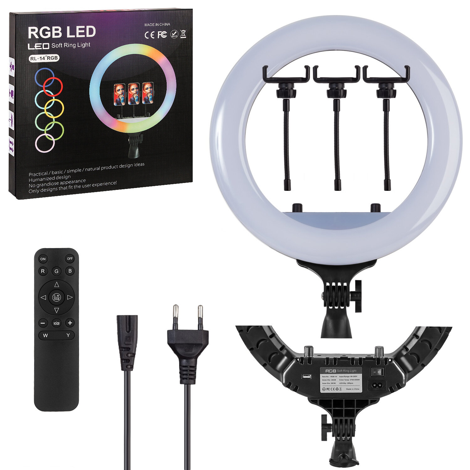 Селфи кольцо RGB 36 cm 14" RL-14RGB без сумки