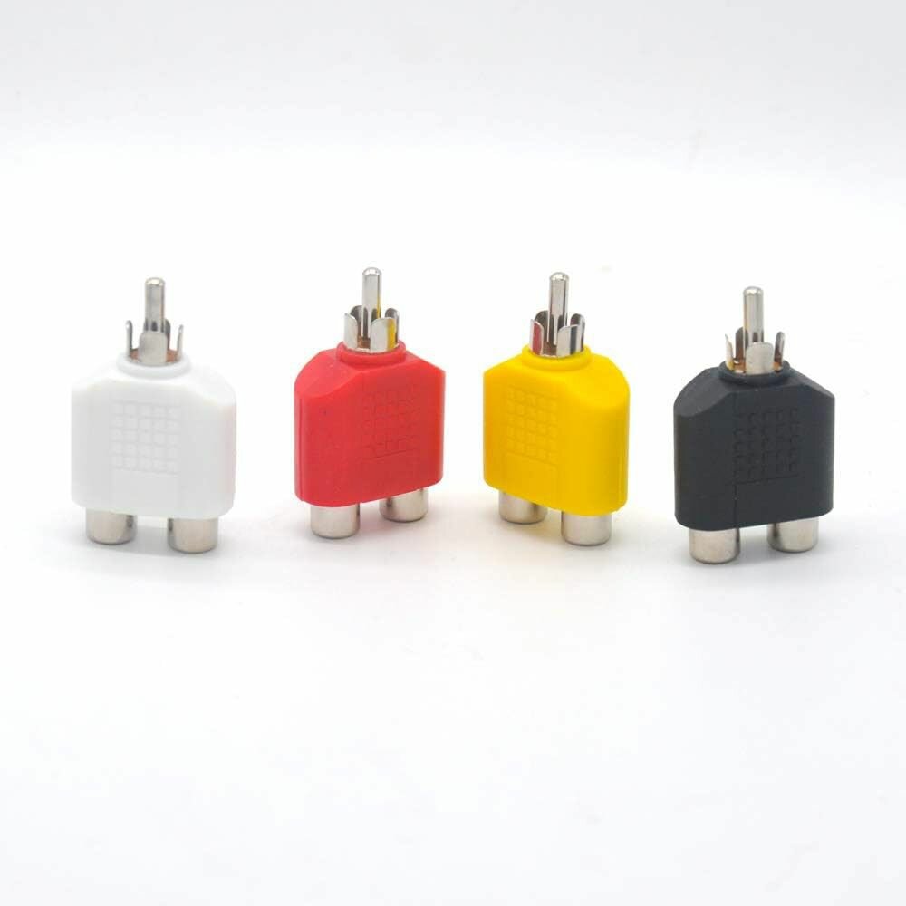 4x адаптер кабеля с 1 мужским и 2 женскими разъемами rca y-splitter, av-конвертер аудио/видео штекера