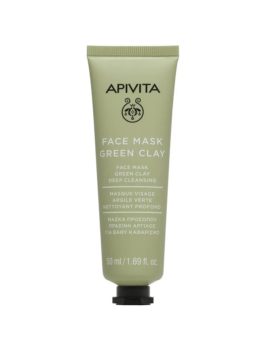 Маска для лица Apivita "Зеленая глина", для комбинированной и жирной кожи, 50 мл