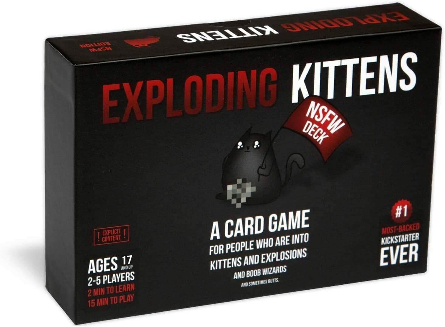 Игровая карта Exploding Kittens для взрослых и подростков - Карточная игра русская рулетка (Exploding Kittens 30 и старше), 56 карт, для 2-5 игроков, рекомендуется для возрастов 7+ лет, в комплект входят коробка, инструкции, требуется сборка
