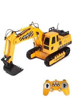 Экскаватор на радиоуправлении Double E E511-003, 1:20, желтый, с пультом ДУ