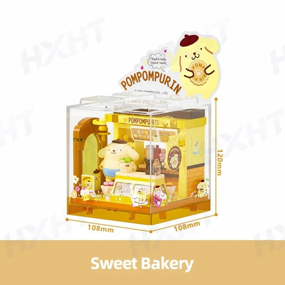 Wonder Moon Hello Kitty/Куроми/Помпурин: "Десертный Домик" Конструктор Пекарня Милая Настольная Игрушка