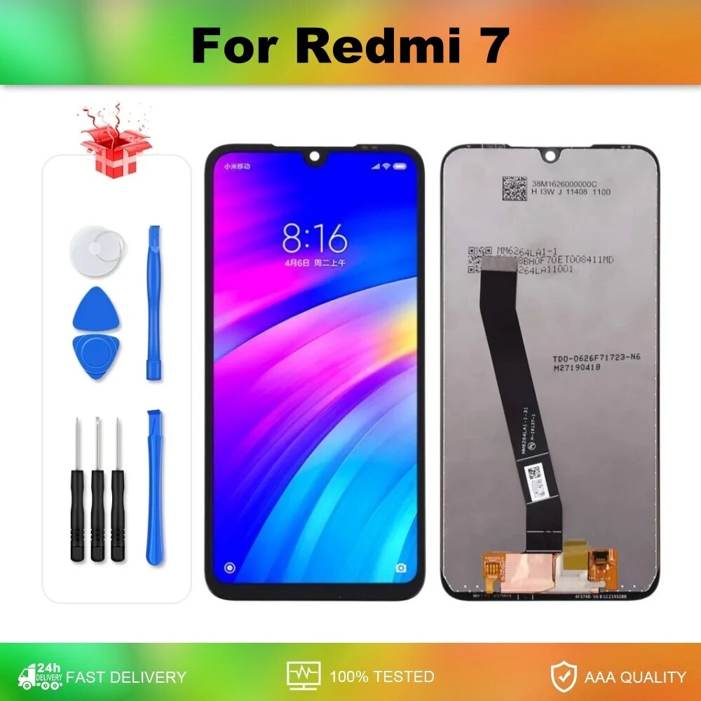 6,26 'для Xiaomi Redmi 7 Redmi7 M1810F6LG M1810F6LH ЖК-дисплей с цифровым преобразователем сенсорного экрана в сборе, запасные части для Redmi 7 Black No Frame