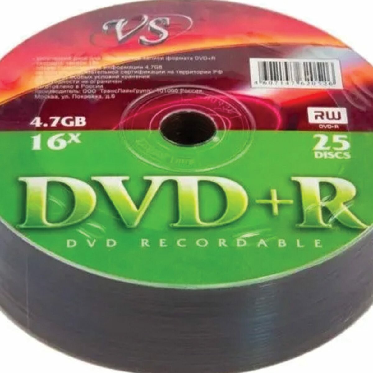 Оптический диск DVD+R VS 4.7Gb, 16x, Bulk, комплект 25шт. (VSDVDPRS2501)