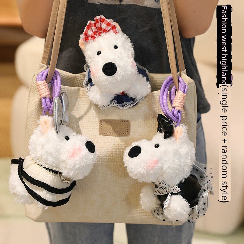 Милый плюшевый кулон-игрушка в виде щенка вестхайленд-териера для девочек, маленькая мягкая игрушка-собачка Подвеска