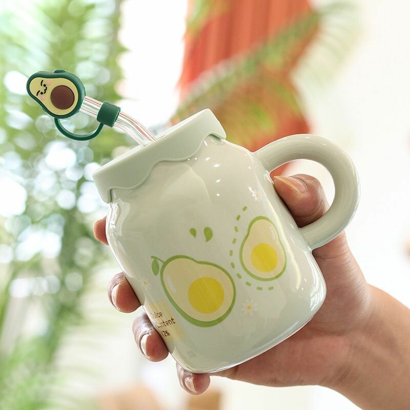 Креативная высококачественная крышка с трубочкой, подарок для девочек, кружка с ручкой, милая керамическая кружка