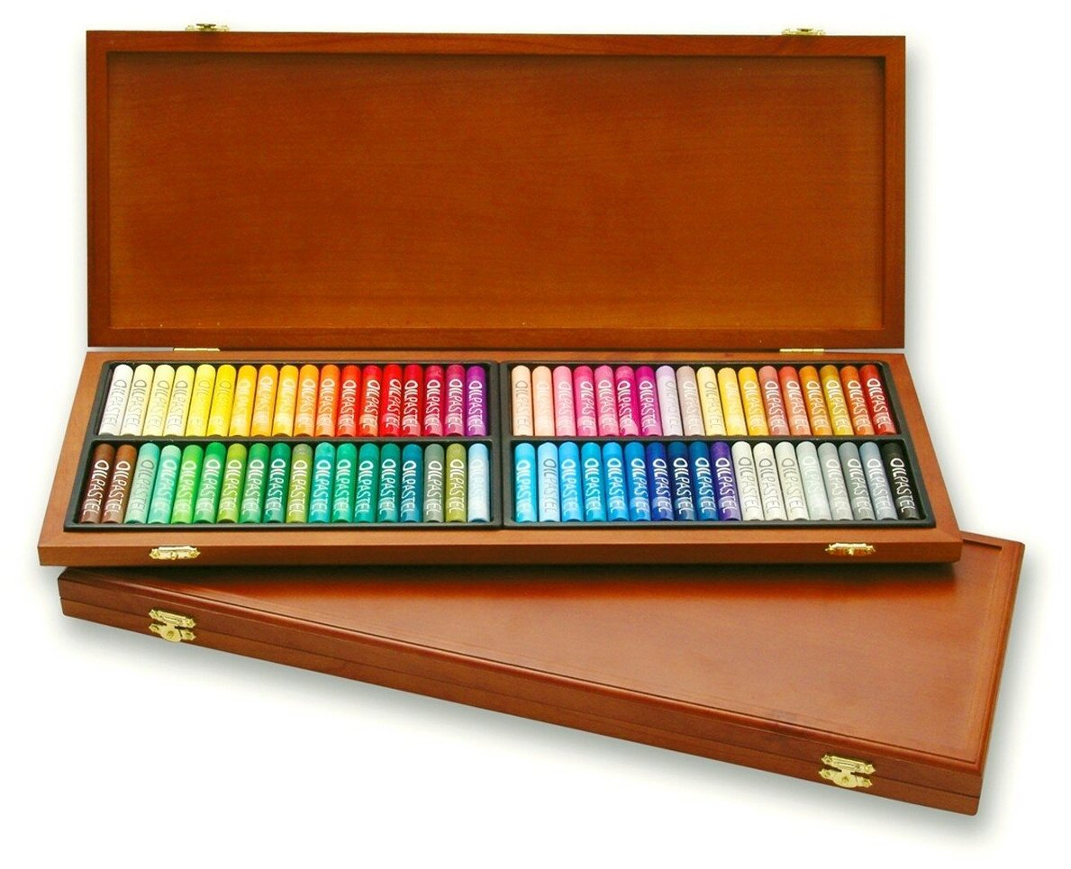 Масляная пастель MUNGYO Набор пастели художественной масляной круглой в деревянной коробке MUNGYO Oil Pastels, 72 цвета