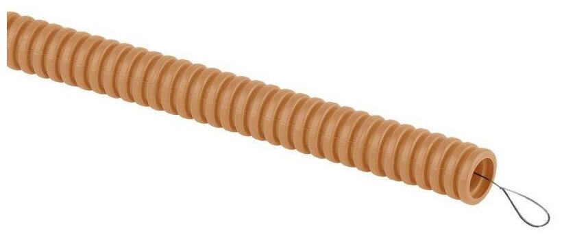 Труба гофрированная ПВХ легкая d20мм с протяжкой сосна (уп.25м) Эра Б0043212