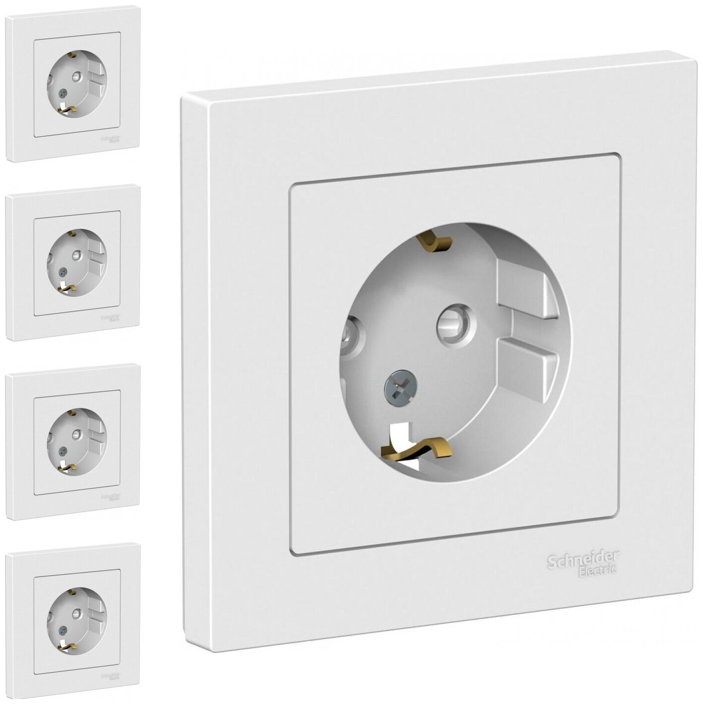 Розетка с заземлением со шторками Systeme Electric AtlasDesign белый (комплект из 4 шт.)