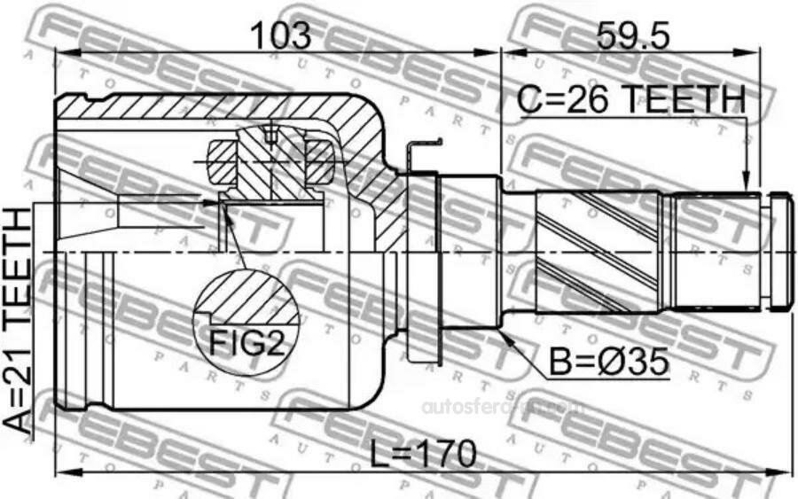 FEBEST 0511DY5WATLH Шрус внутренний левый 21x35x26