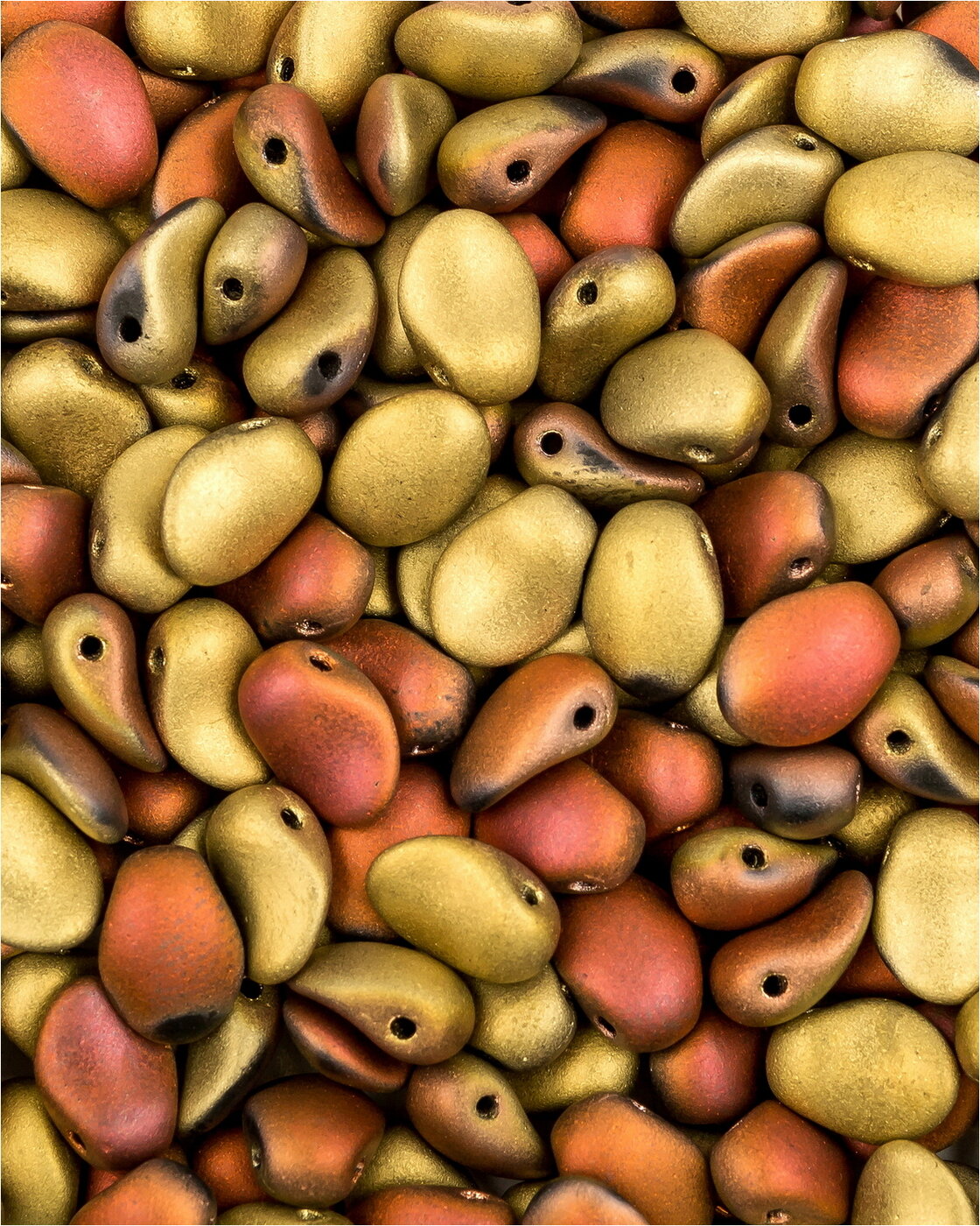 Стеклянные чешские бусины, Tulip Petals, 6х8 мм, цвет Jet California Gold Rush Matted, 20 шт.