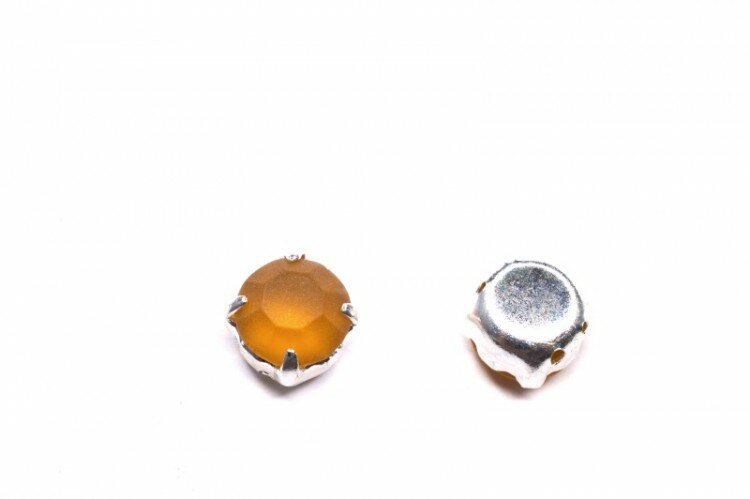 Шатоны Preciosa Maxima 8,3мм в оправе, цвет mat topaz DF/silver, 63-174, 4шт