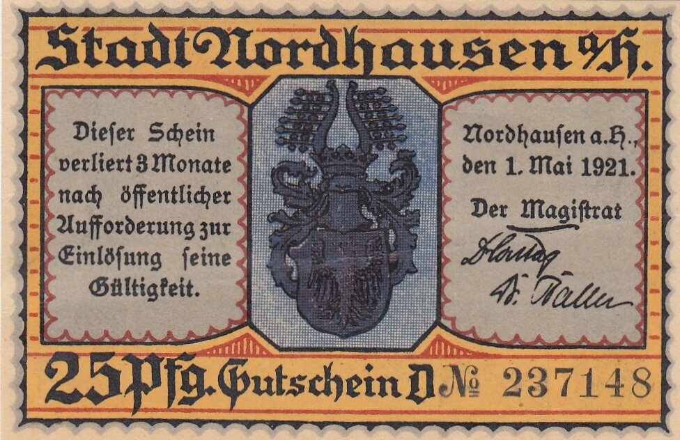 Германия (Веймарская Республика) Нордхаузен 25 пфеннигов 1921 г. (№2) (3)