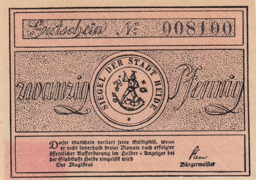 Германия (Веймарская Республика) Хайде 20 пфеннигов 1921 г.