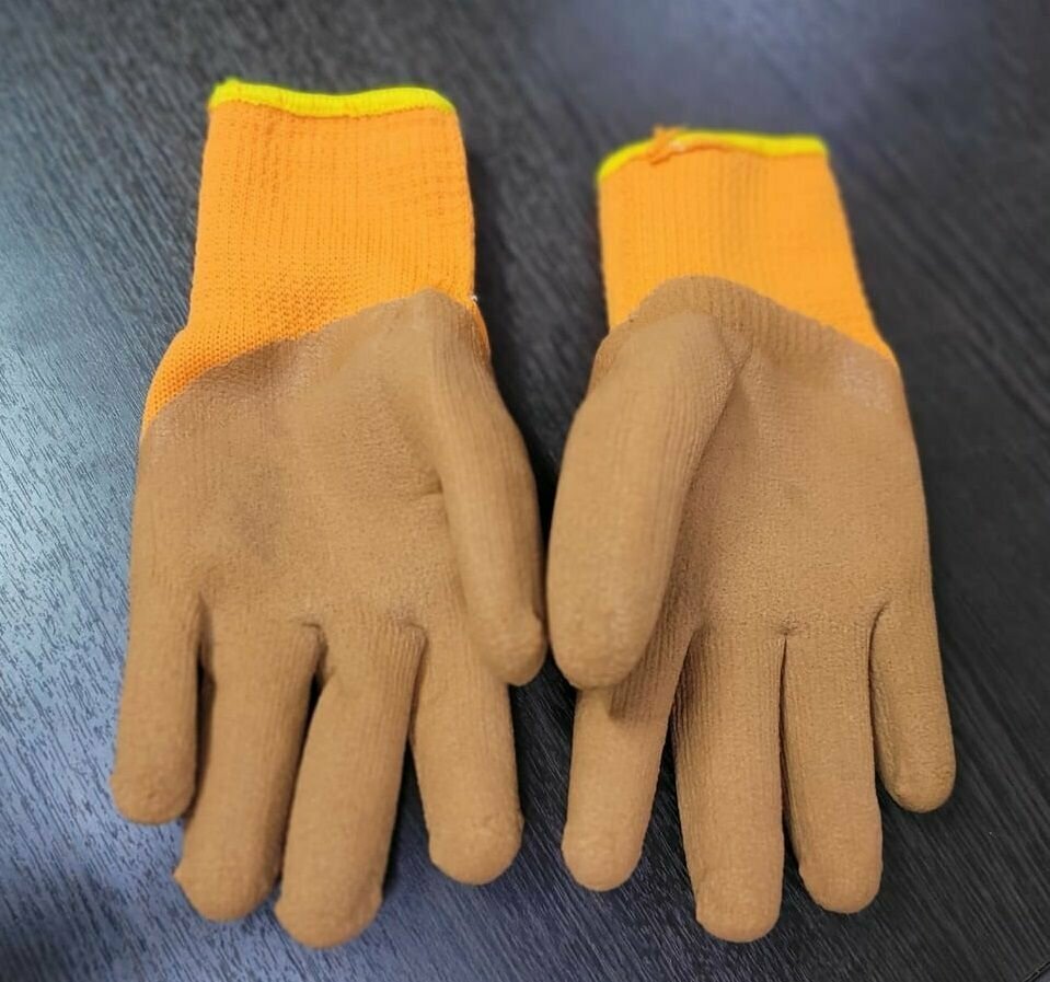 Перчатки акриловые С рифленым латекс покрытием глубокого мокания 300# (3 пары)