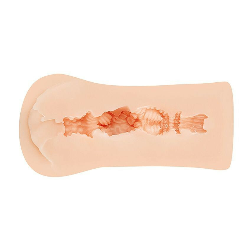 Телесный мастурбатор-вагина со складками на входе, телесный