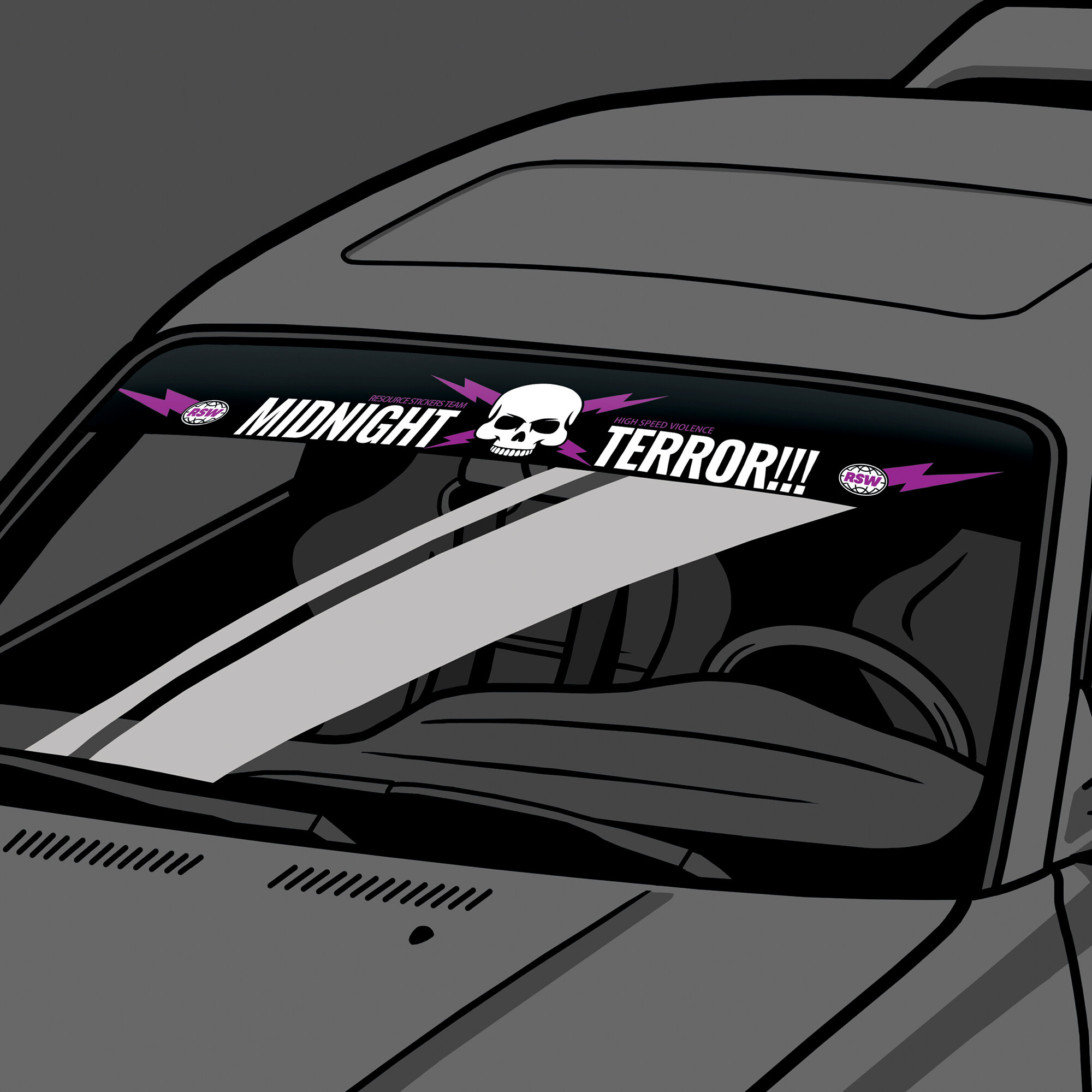 Наклейка на лобовое стекло Midnight Terror, JDM лобаш / Resource Stickers