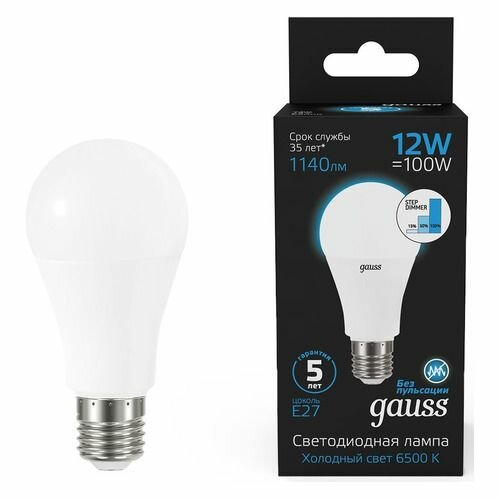 Упаковка ламп LED GAUSS E27, груша, 12Вт, 102502312-S, 10 шт.
