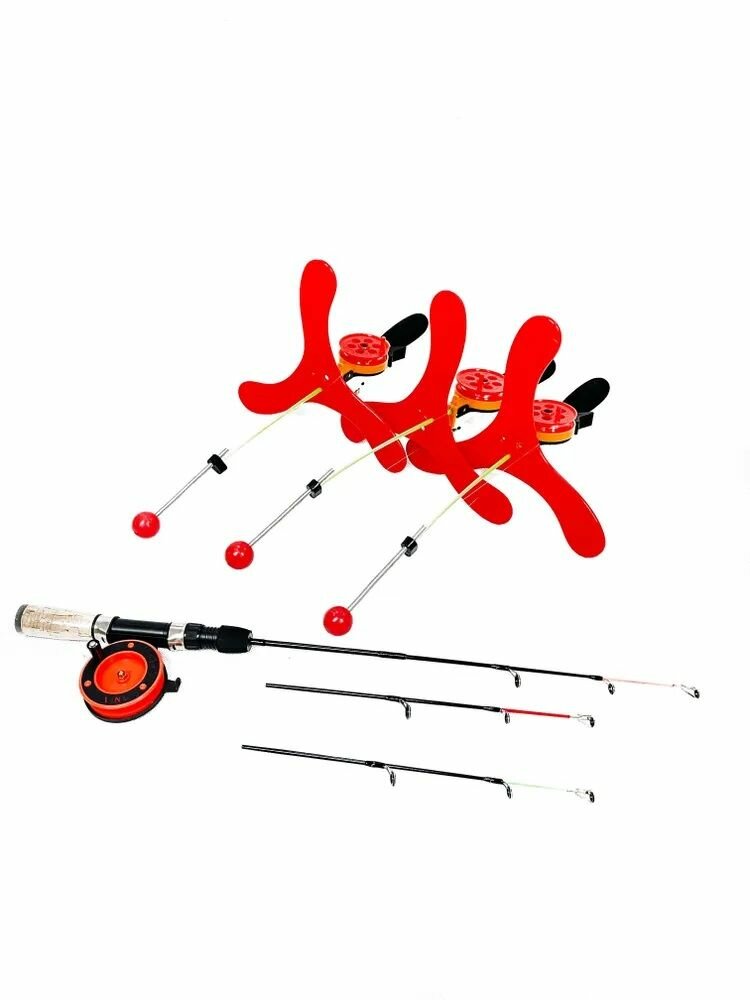 Поставушка форелевая 3 штуки с зимним спиннингом 55 см