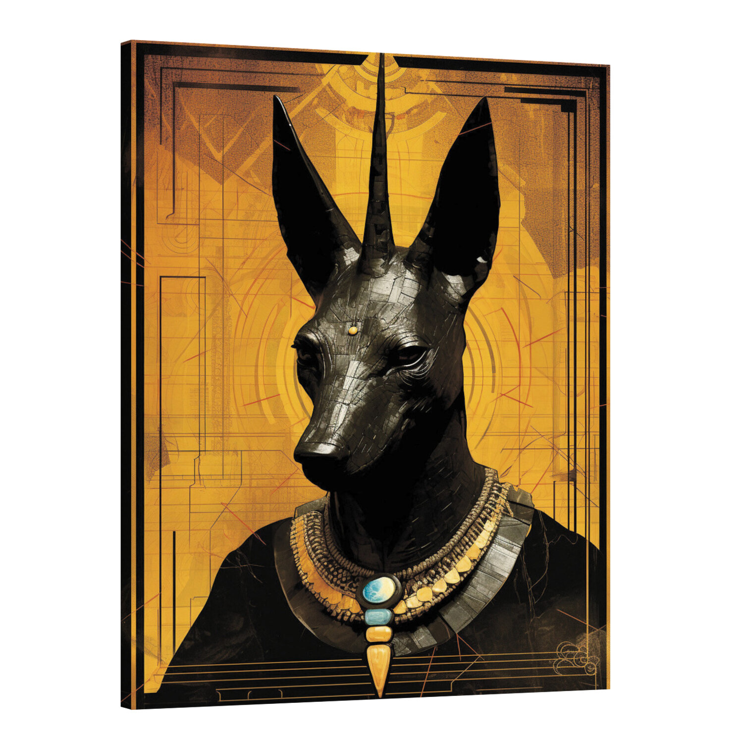 Интерьерная картина 50х70 "Анубис: хранитель забытых древних знаний"
