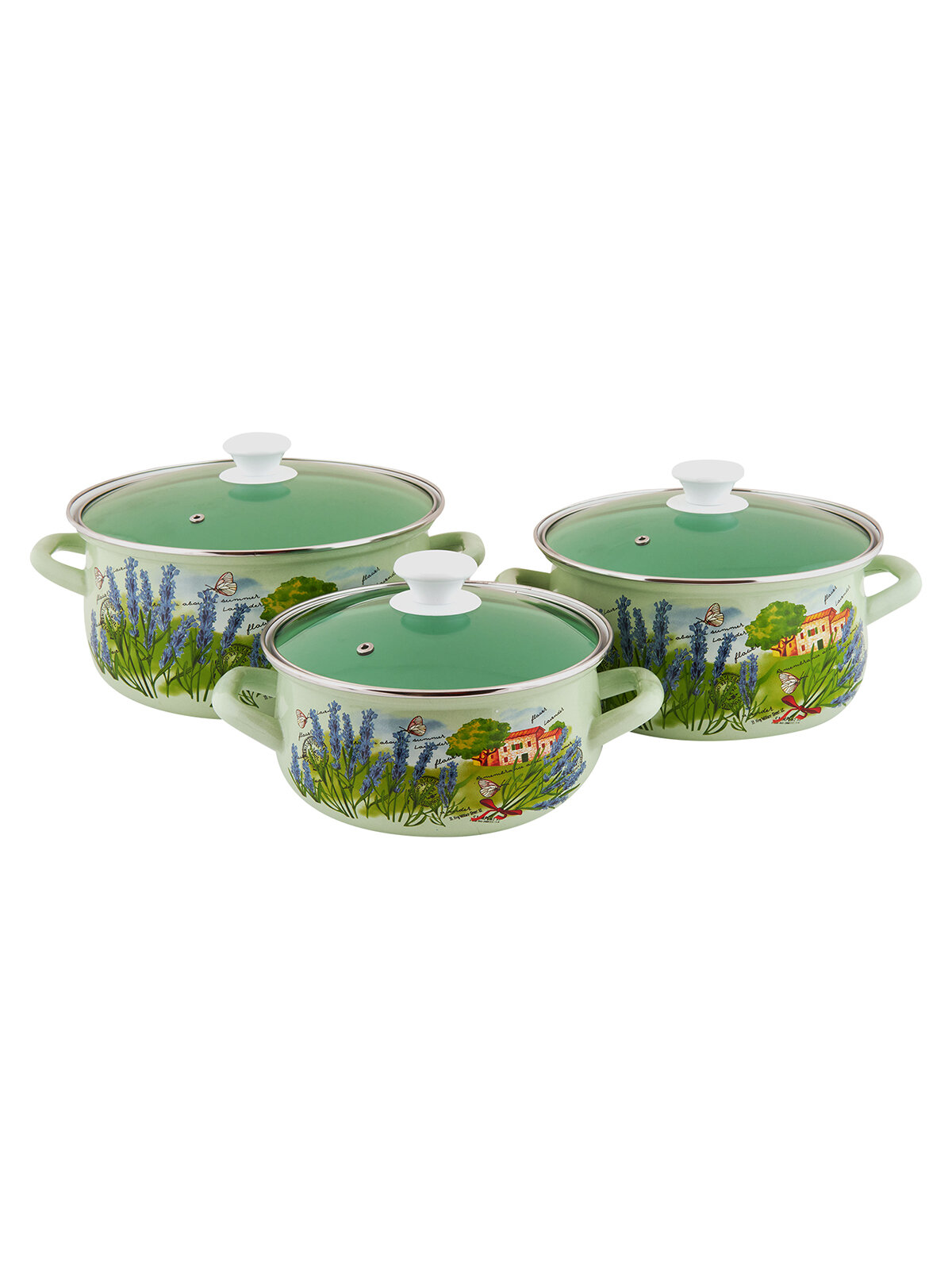Набор эмалированных кастрюль Тоскана, 3 шт