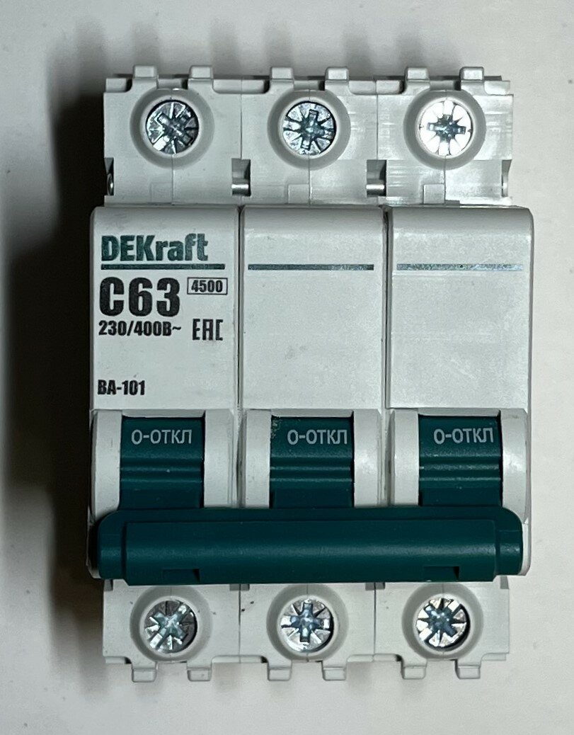 Автоматический выключатель DEKraft ВА-101 (C) 4,5kA 63 А