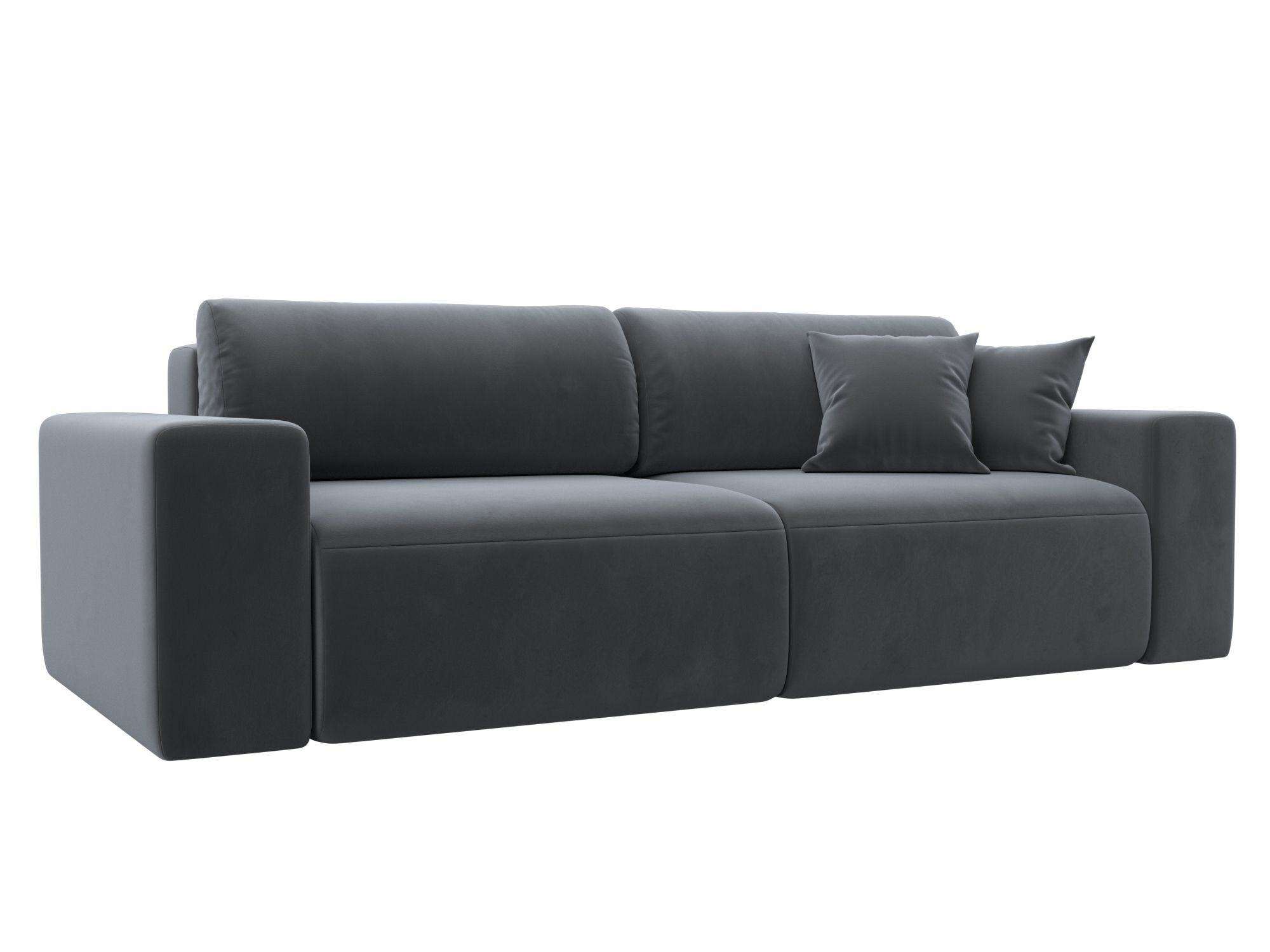 Диван прямой Лига-036 НПБ Классик, велюр, механизм еврокнижка, серый, 248x111x84см. Хит Диванов