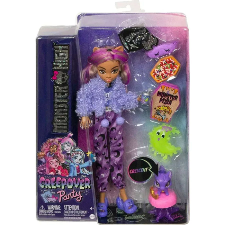 Monster High Doll And Sleepover Accessories, Clawdeen Wolf, Creepover Party - Кукла Монстер Хай Клодин Вульф, Вечеринка с ночевкой HKY67
