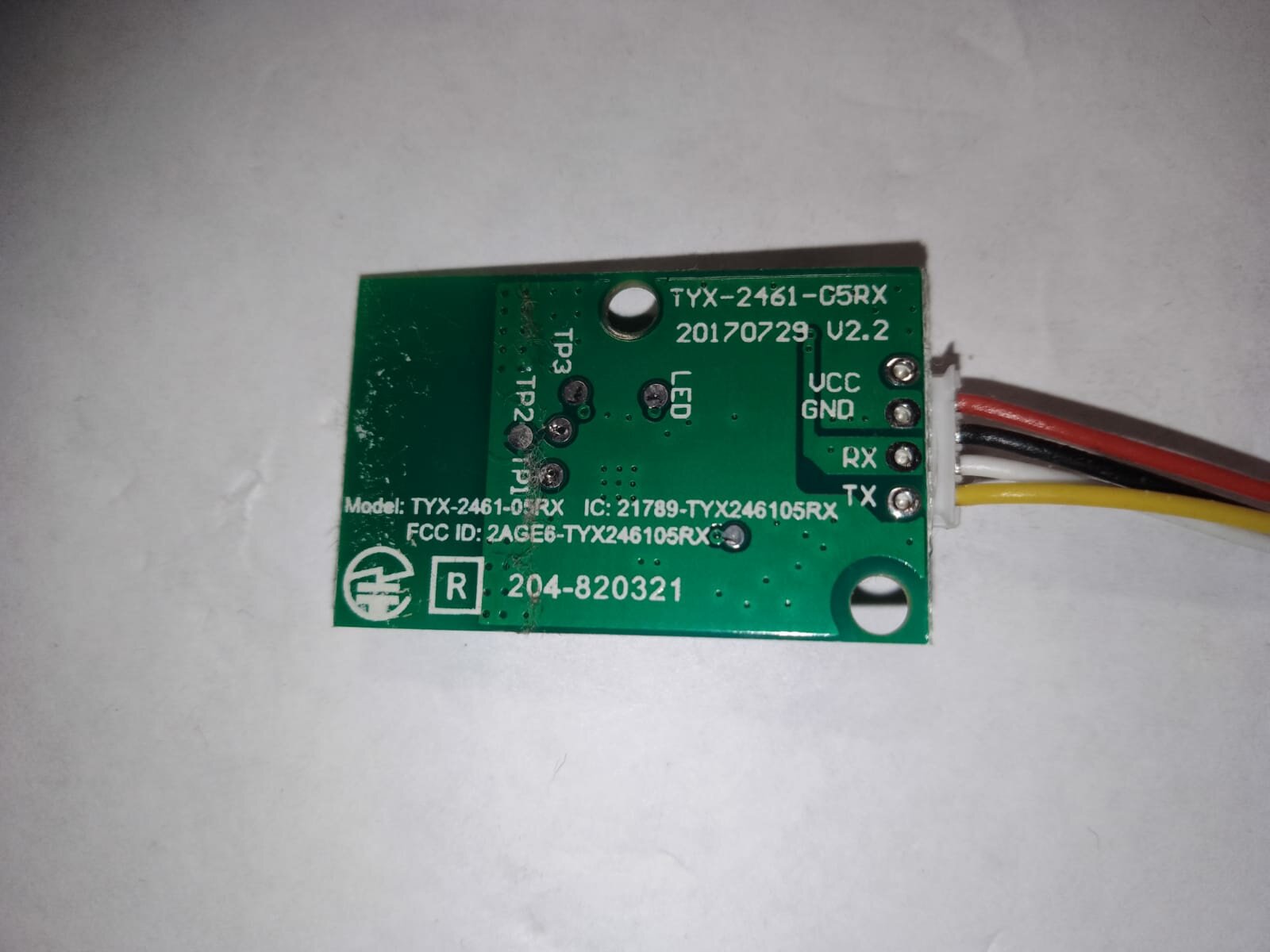 Плата, модуль (TYX-2461-05RX) для приема сигнала от пульта управления (20172729 V2.2) робота пылесоса Tefal X-plorer Serie 20 RG6871WH (RG6825WH)