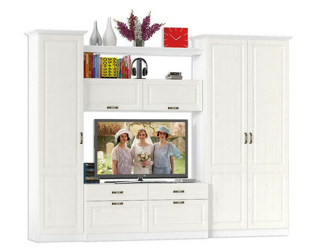 Набор мебели Ливерпуль № 8 цвет ясень ваниль/белый, ШхГхВ 290х49,3х220,3 см.(без учёта карниза) универсальная сборка