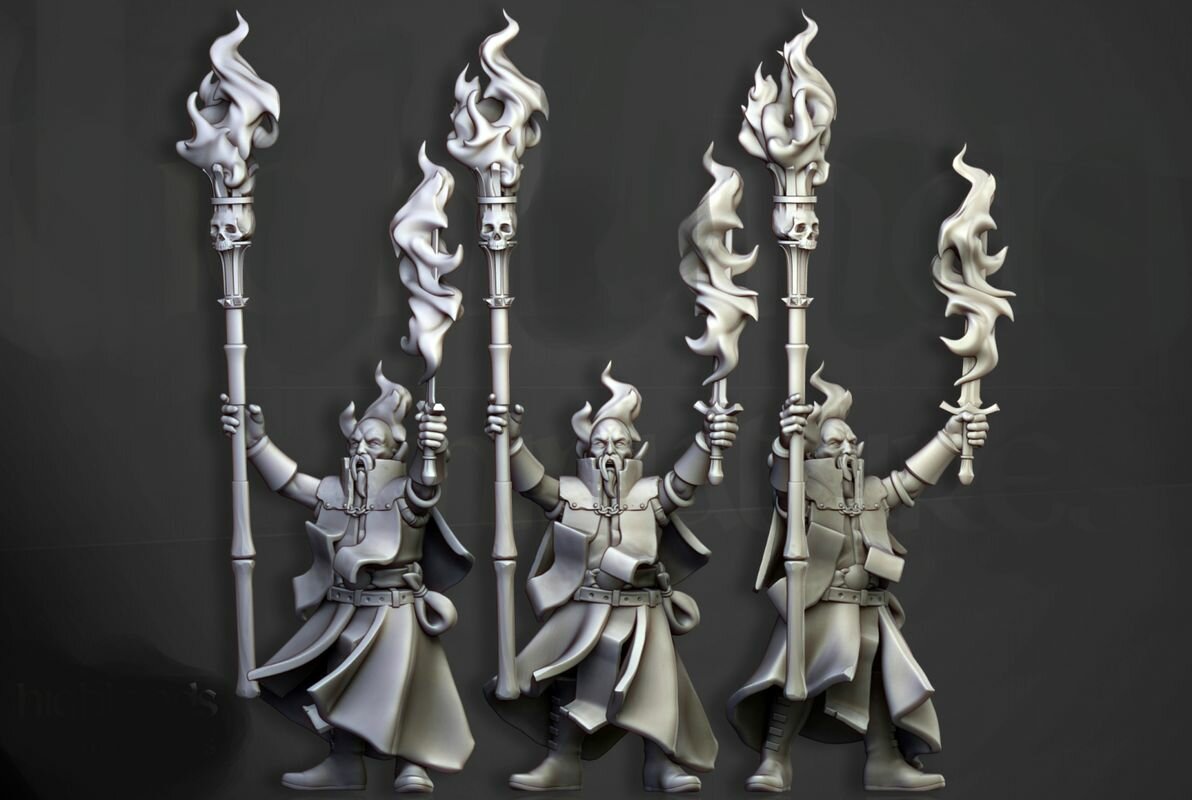 Маг огня, Чернокнижник, Волшебник человек миниатюра для DnD (ДнД) и других Настольных игр (НРИ, Варгеймов или РПГ), фентези тематика