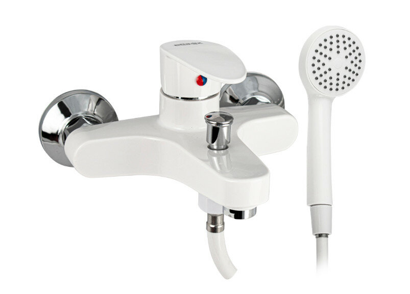 Смеситель в ванную BRIMIX 5571 белый шаровый короткий излив