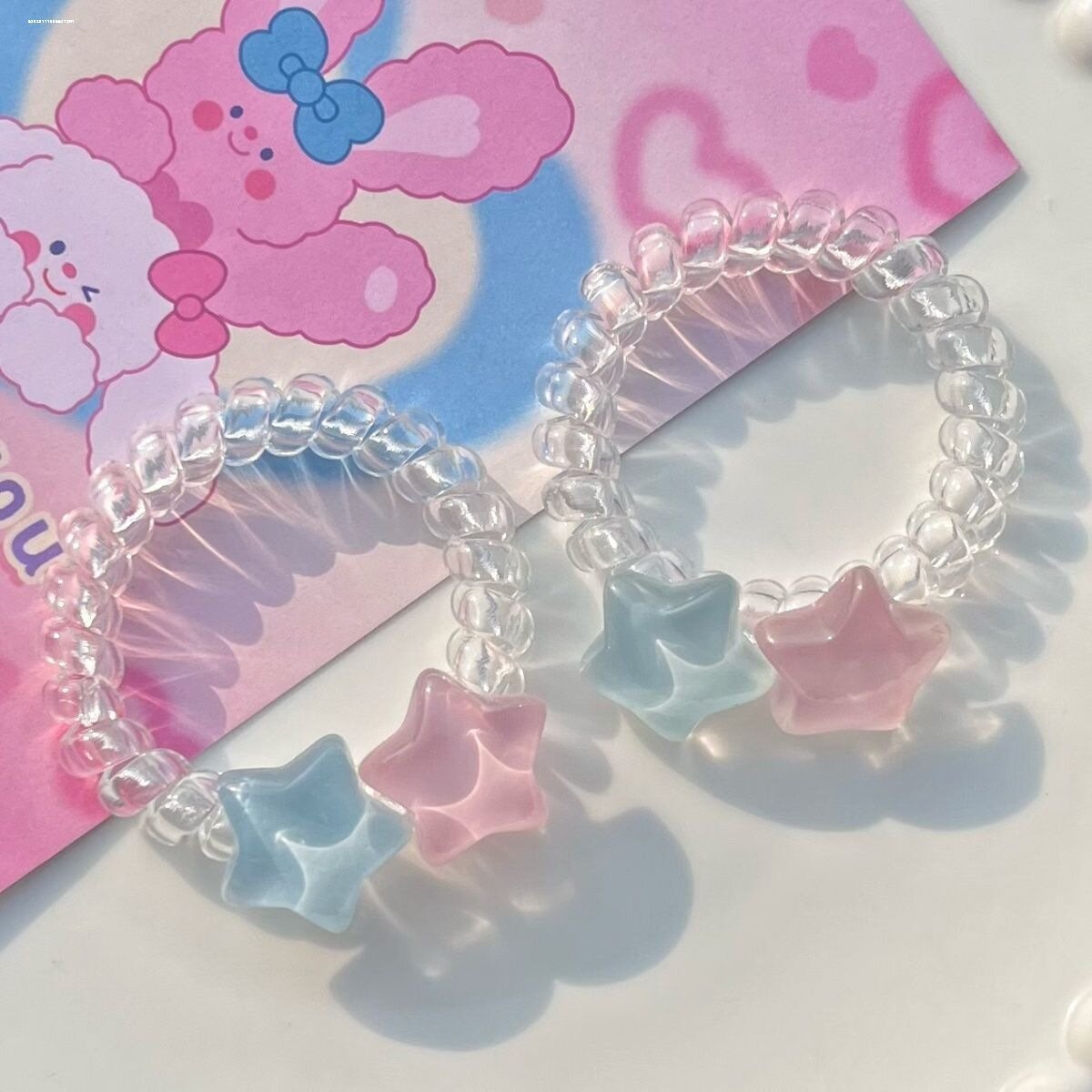 Резинки для волос спиральки, пружинки звёздочки 2 шт.