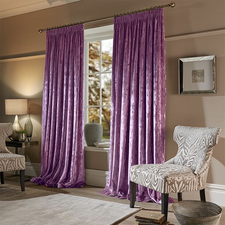 Бархатные шторы - 2 шторы на ленте ( шир 200 см х выс 280 см) БР-1 цвет сиреневый высота 280 см