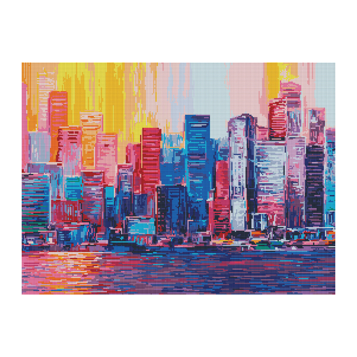 Алмазная мозаика ТРИ совы "Город", 50*70см, холст, картонная коробка с пластиковой ручкой