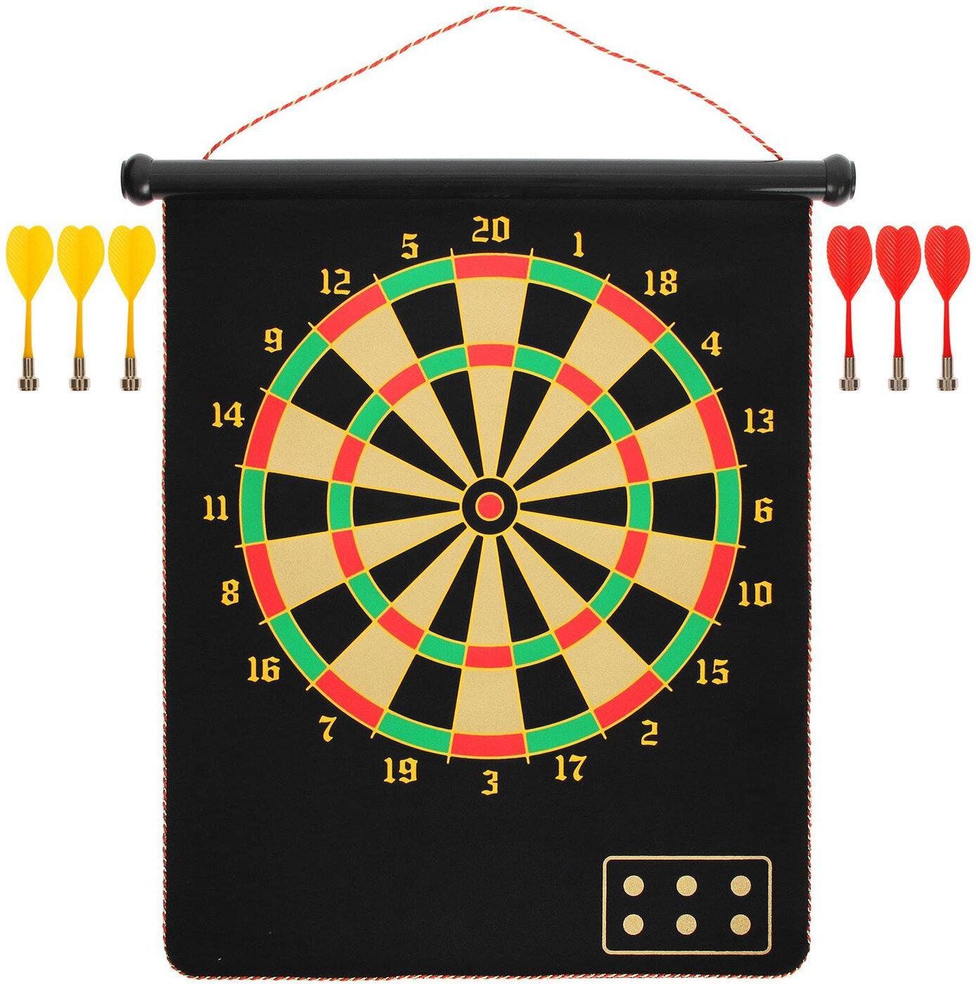 Дартс, игра на точность с мишенью на магнитном полотне (мишень диаметром 36 см + 6 магнитных дротиков)