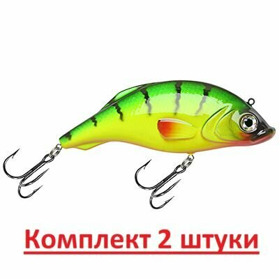 Воблер для рыбалки AQUA Язь Джерк 105mm, вес - 28,0g, цвет 049 (флуоресцентный окунь), 2 штуки в комплекте
