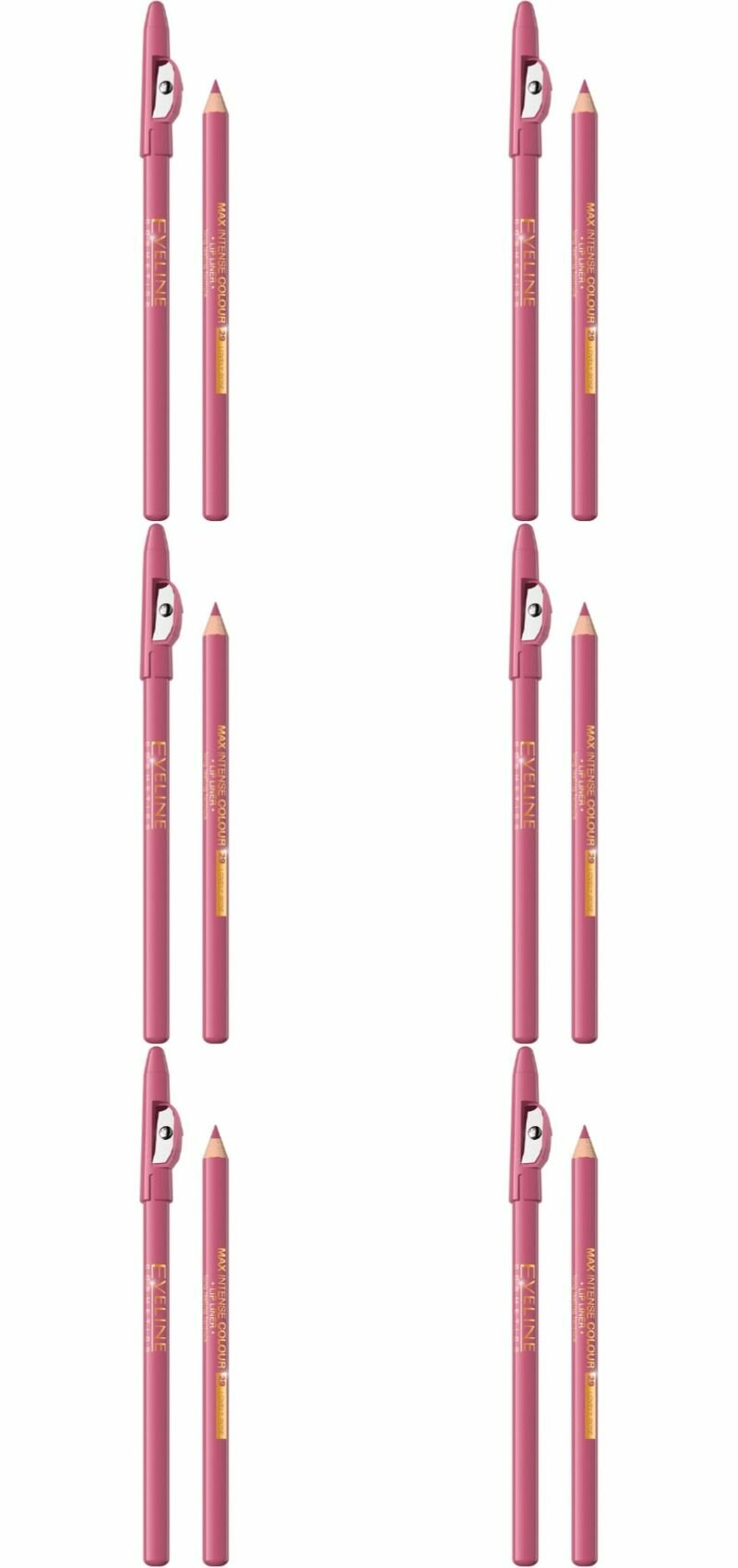 Eveline Cosmetics Карандаш для губ Max Intense Colour тон №29 LOVELY ROSE, 6 шт