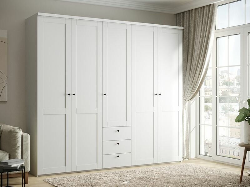 Шкаф распашной для одежды "Софти 13" 200х220х50, белый / белый матовый