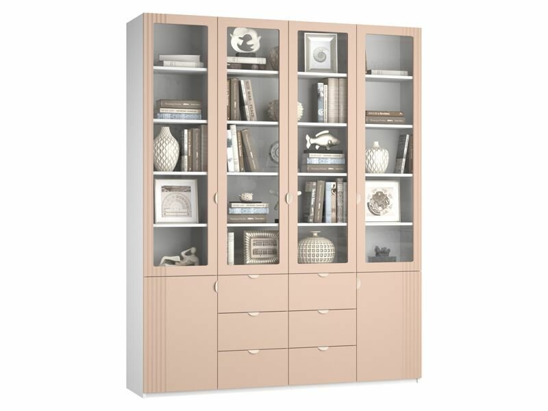 Книжный шкаф с полками " Санторини 8" 160х200х40 Роза