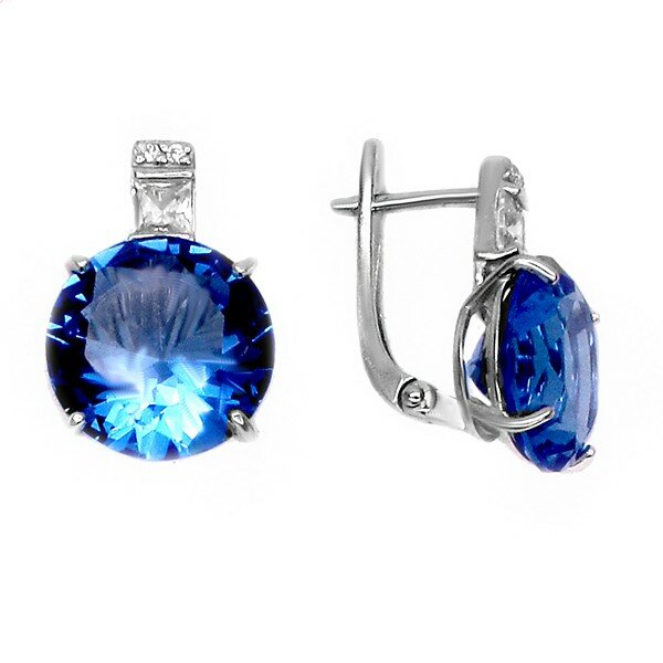 Серьги, серебро, 925 проба, родирование, фианит