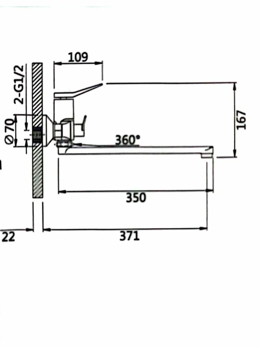 Смеситель для ванны Hansen HL22099, латунный, поворотный, механический, с душем, серый — фото 1