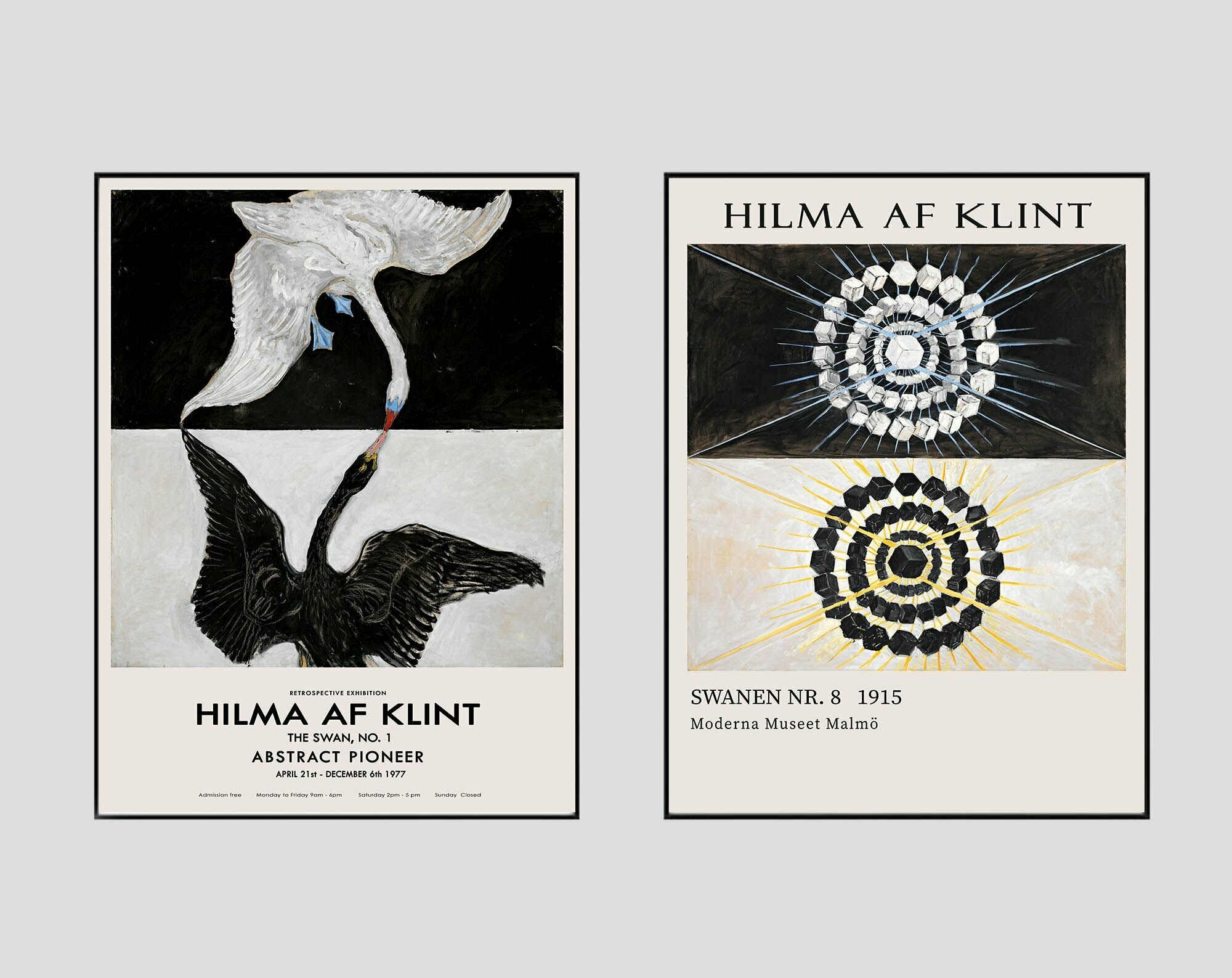 Набор постеров Лебеди Hilma af Klint, 2 шт, размер А2, без рамы/ Абстрактное Искусство Хильма аф Клинт
