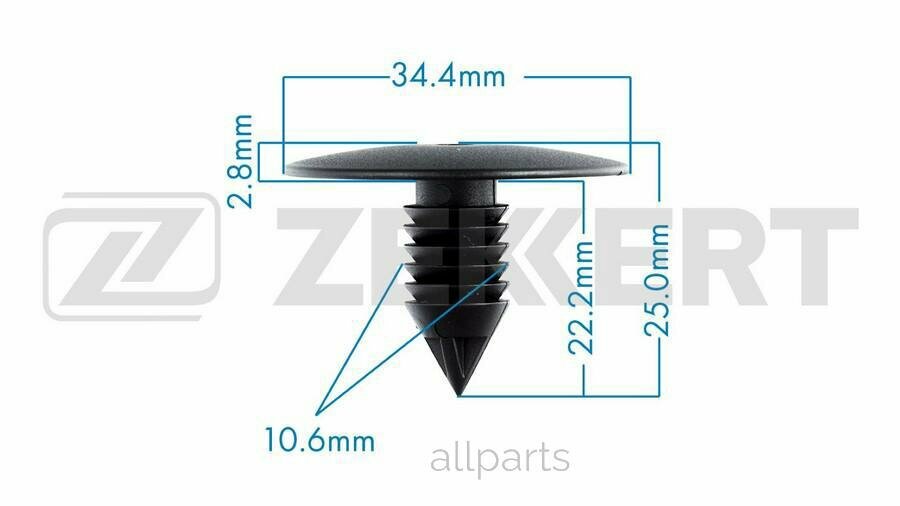ZEKKERT BE-1854 Клипса крепёжная Citroen Peugeot Renault (миним. кол-во заказа 10 шт)