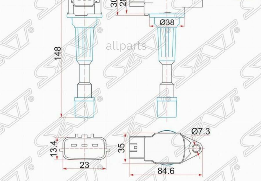 SAT ST-ZJ20-18-100 Катушка зажигания MAZDA 2 07-/MAZDA 3 1.6 07-