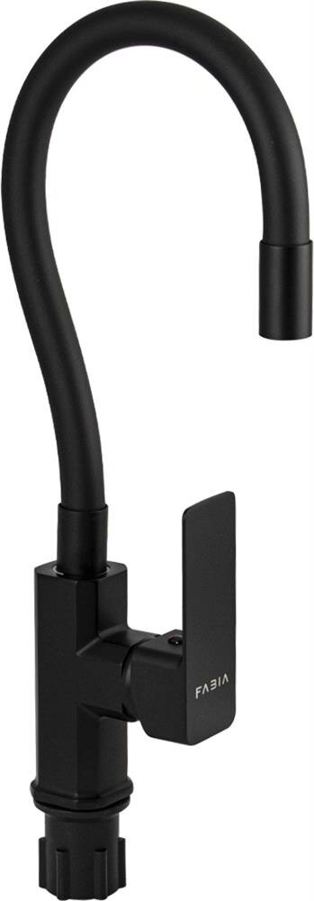 FABIA 9656 Смеситель для кухни, шаровый, с гибким черным изливом , корпус квадратный, цвет черный.