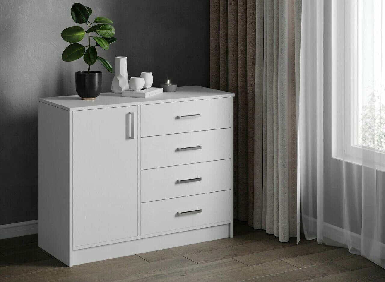 Комод «Катрин 6» 4 ящика, 1 створка, ЛДСП, белый (1000х430х830)