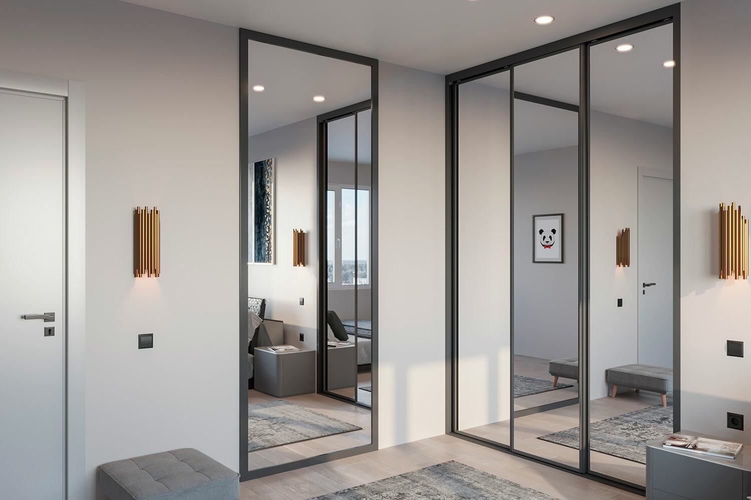 Дверь-купе Hoff Lite 2, цвет черный муар