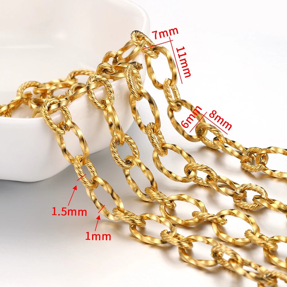 MINGXUAN Матовые квадратные цепочки из нержавеющей стали 1 м Gold color